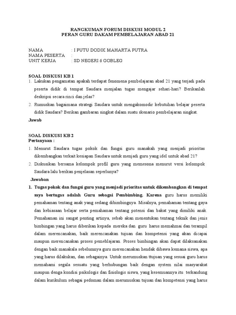 Rangkuman Forum Diskusi Modul 2 | PDF