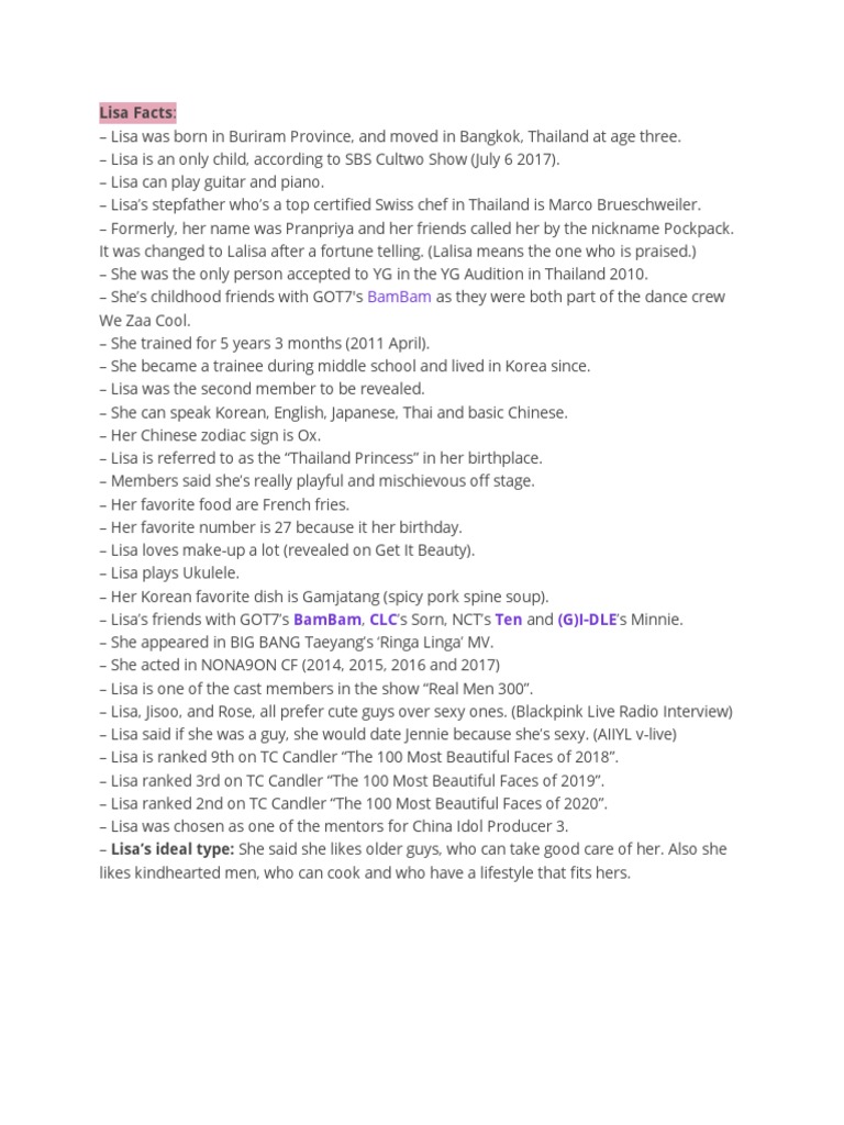 BLACKPINK Lisa Facts | PDF