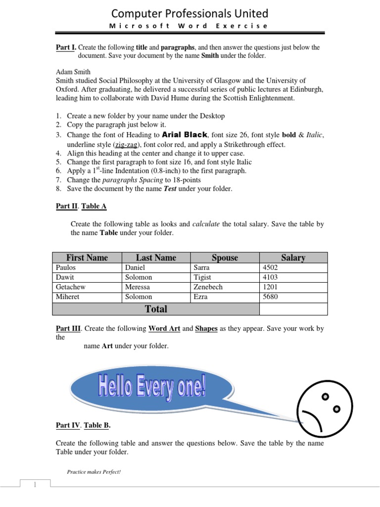 MS-Word Excercise B | PDF | Microsoft Office | Paragraph