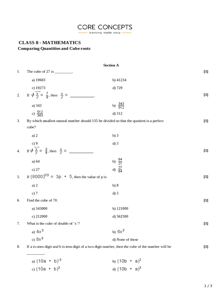 Cubes and Comparing Quantities | PDF | Interest | Elementary Mathematics