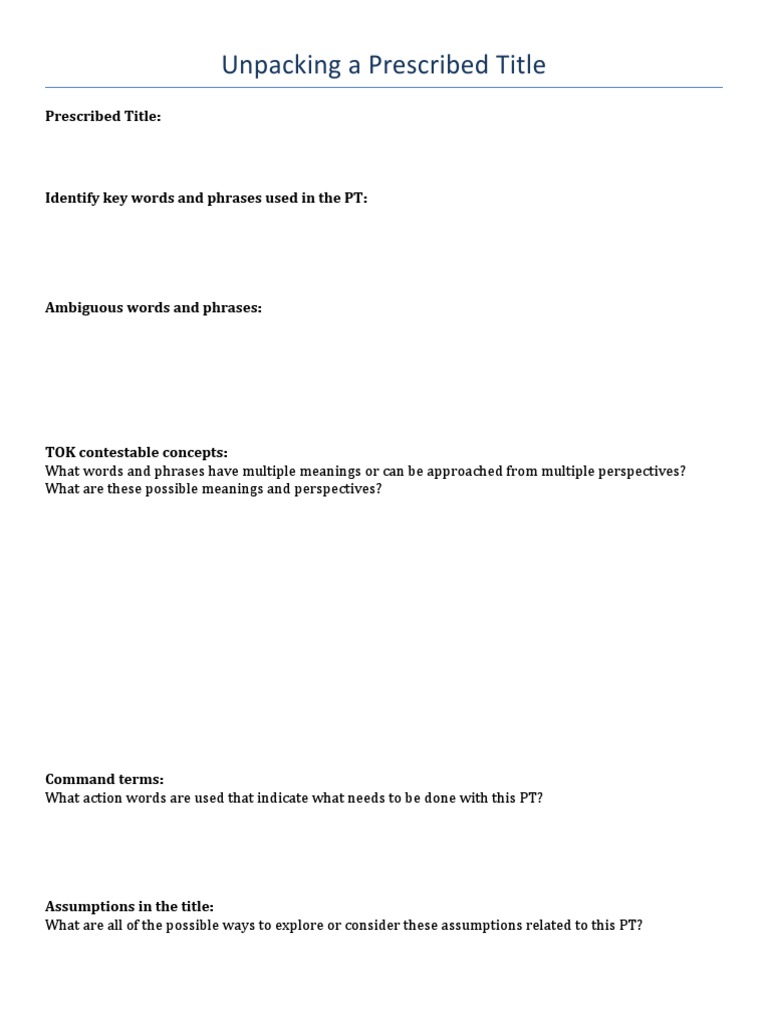 Unpacking A PT - Worksheet | PDF