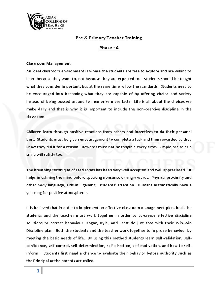 Pre & Primary Teacher Training: Phase - 4 | PDF | Montessori Education ...