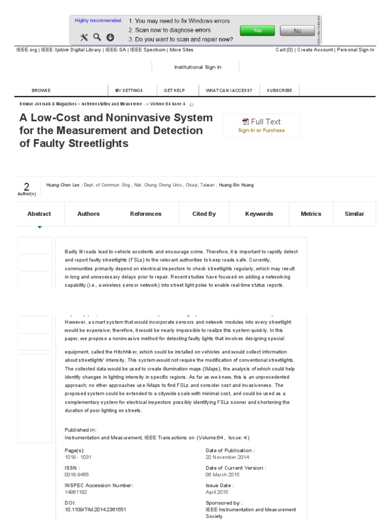 IEEE Xplore Abstract - A Low-Cost and Noninvasive System For The ...