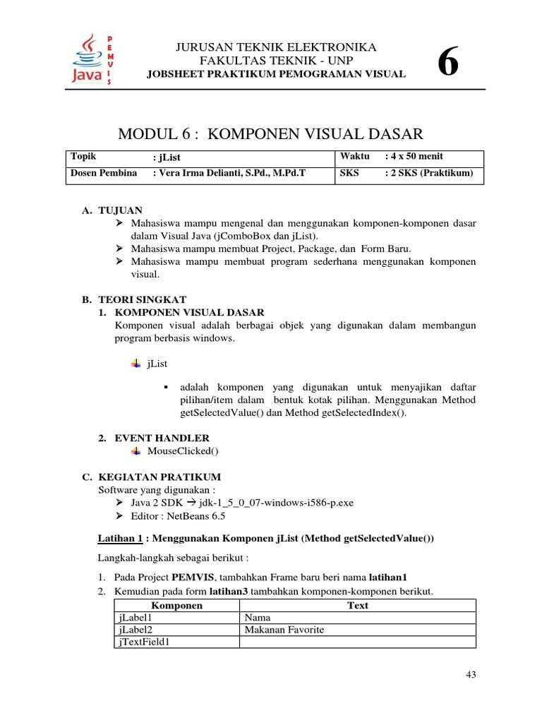 Jobsheet 6 - Jlist | PDF
