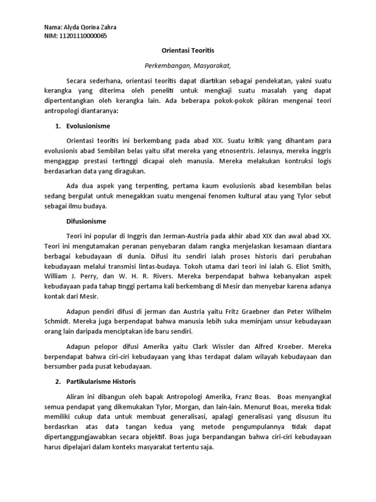 Orientasi Teoritis dalam Antropologi | PDF