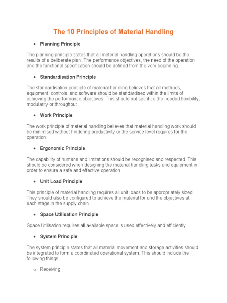The 10 Principles of Material Handling | PDF | Business Process ...