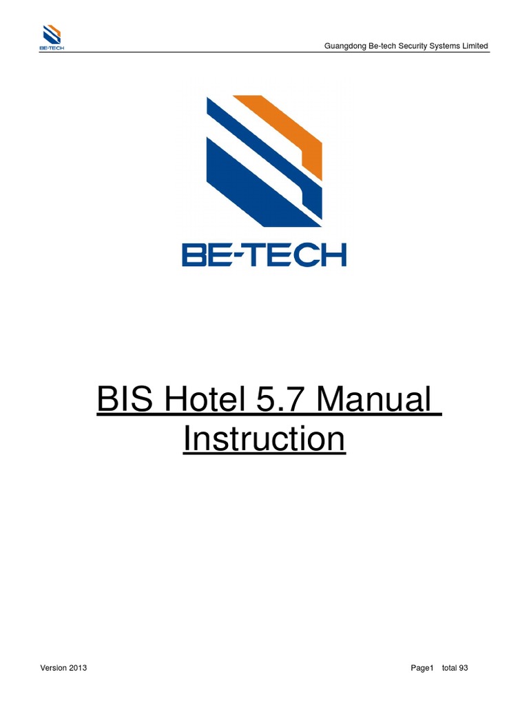 BIS Hotel 5.7 User Manual | PDF | Windows Vista | Microsoft Windows