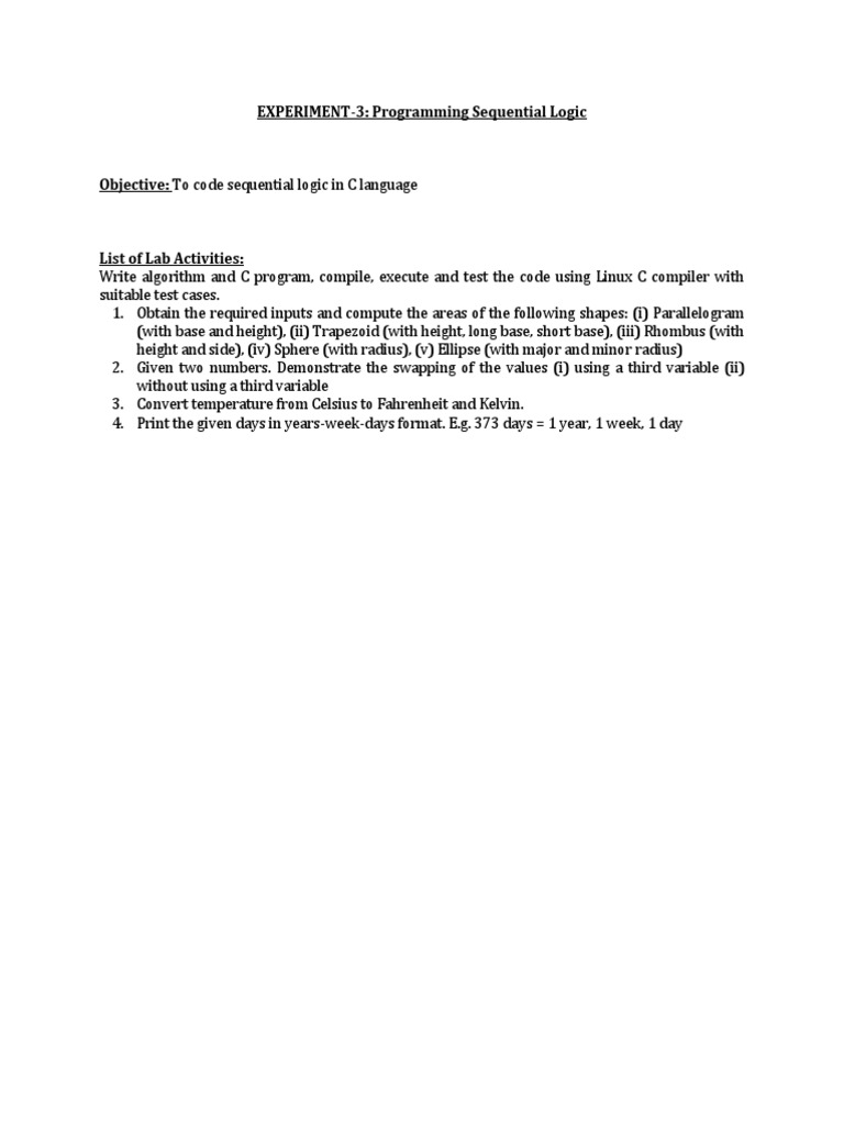 EXPERIMENT-3: Programming Sequential Logic | PDF