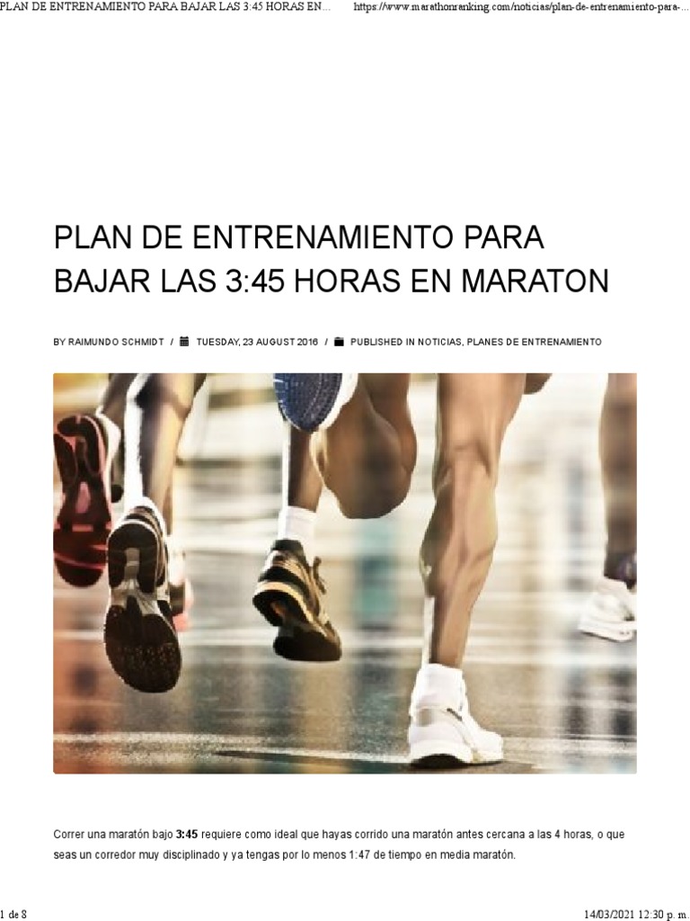 PLAN DE ENTRENAMIENTO PARA BAJAR LAS 3 45 HORAS EN MARATON - Marathon ...
