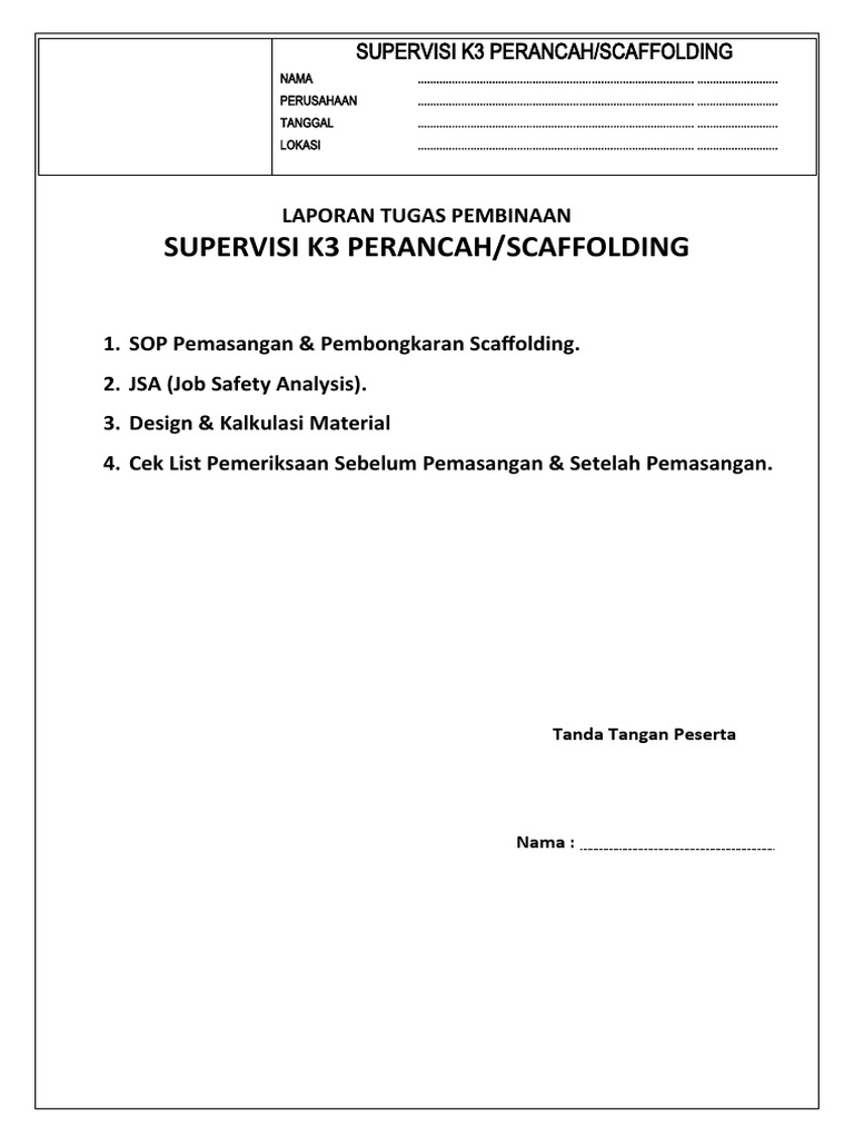 Format Laporan Supervisi Scaf | PDF