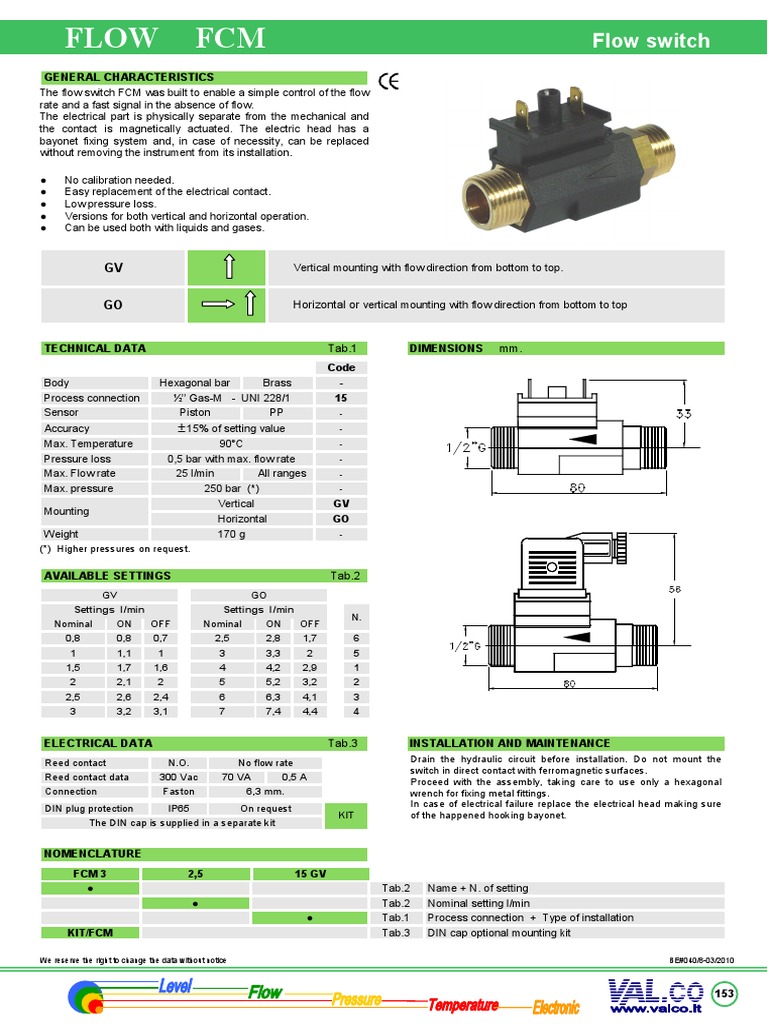 An Overview of the FCM Flow Switch: Technical Specifications ...