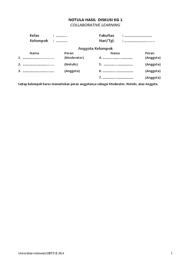 Notula Diskusi kg1 | PDF