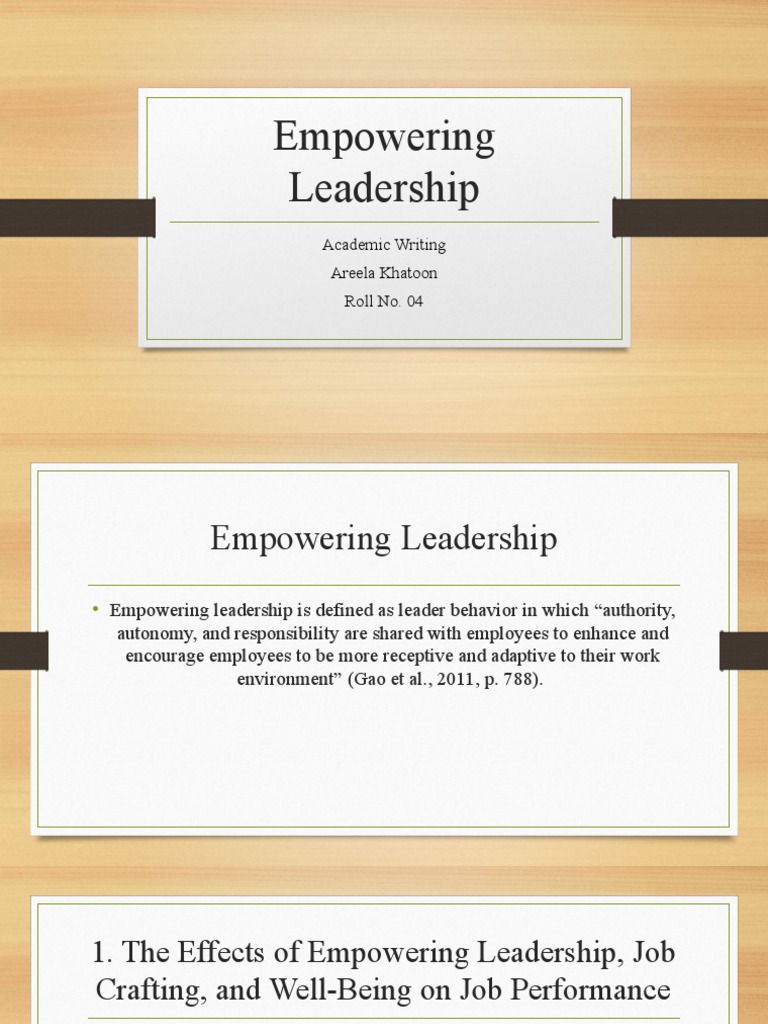 Empowering Leadership: Academic Writing Areela Khatoon Roll No. 04 | PDF | Empowerment | Leadership