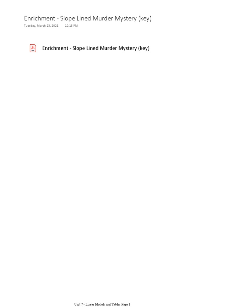 Enrichment - Slope Lined Murder Mystery | PDF