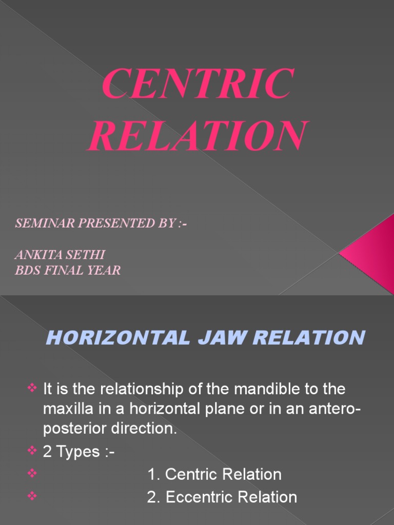 Centric Relation: Seminar Presented By:-Ankita Sethi Bds Final Year | PDF | Dental Anatomy ...