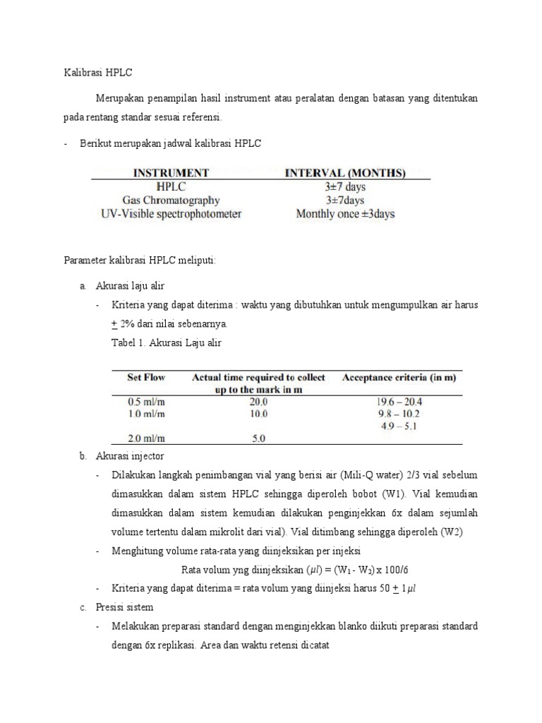 Verifikasi Dan Kalibrasi HPLC | PDF