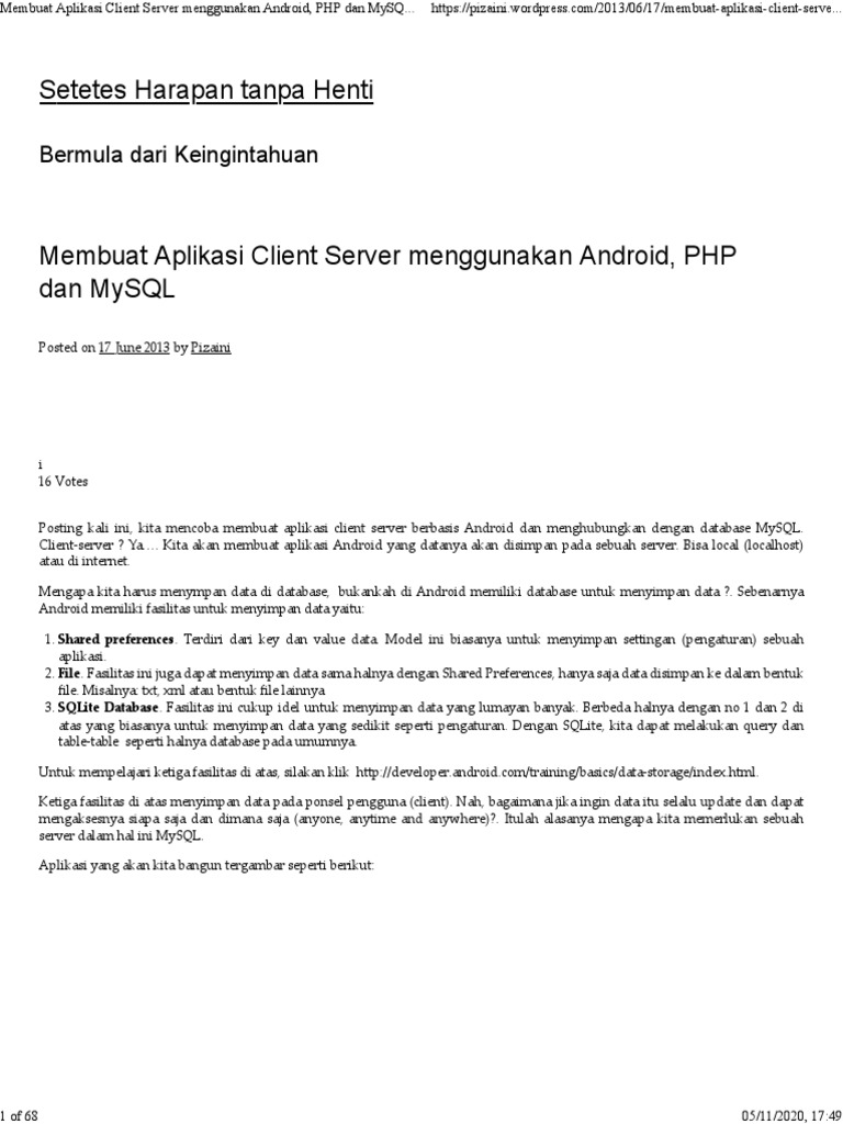 Membuat Aplikasi Client Server Menggunakan Android Php Dan Mysql