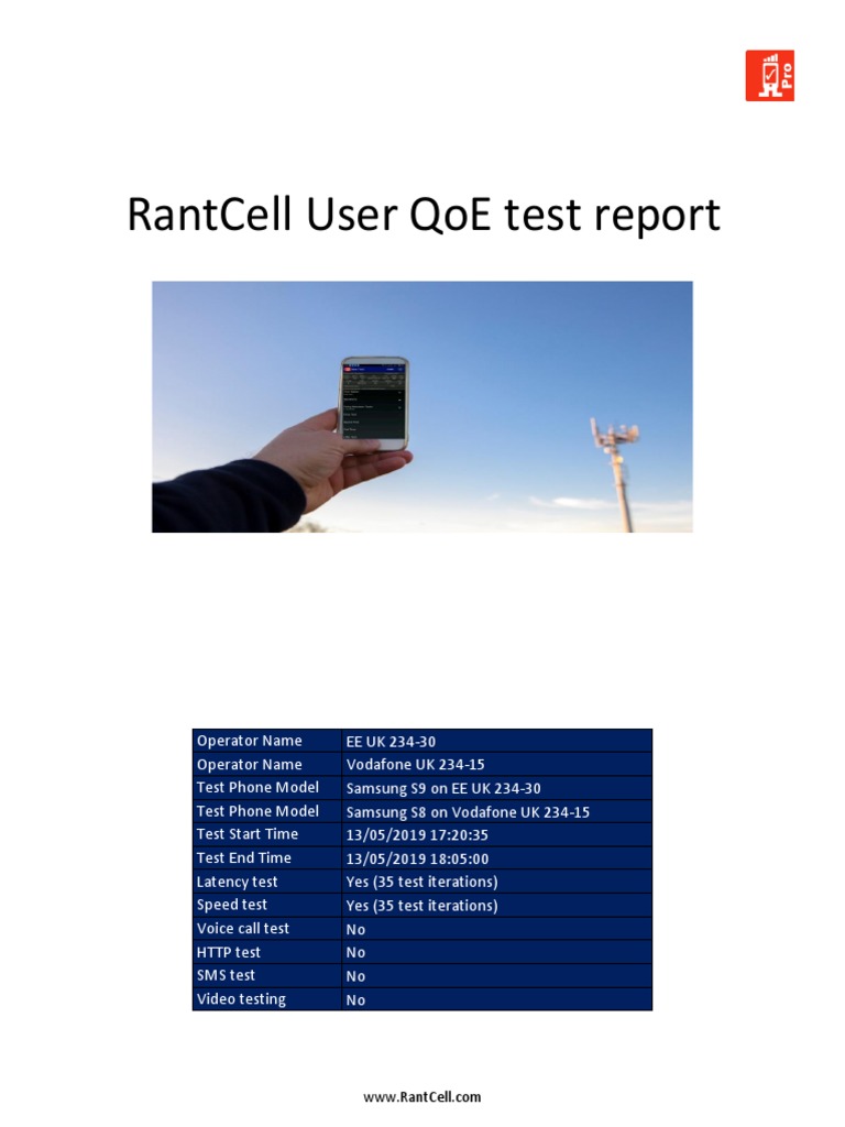 RantCell App - DriveTest - Report | PDF | Cellular Network | Mobile Phones
