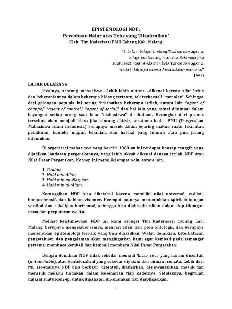 Epistemologi NDP | PDF