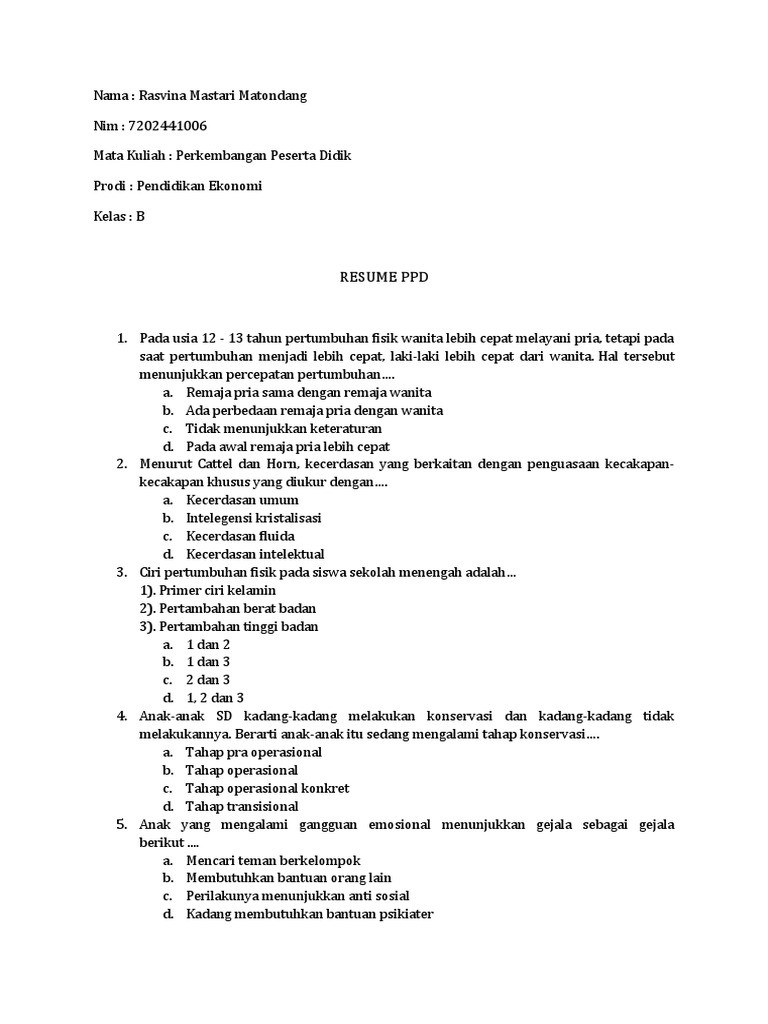 Soal Pilihan Berganda PPD | PDF