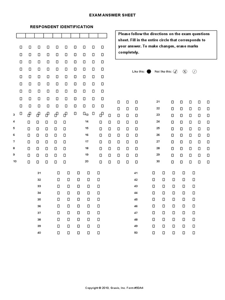 Exam Answer Sheet Respondent Identification | PDF | Business