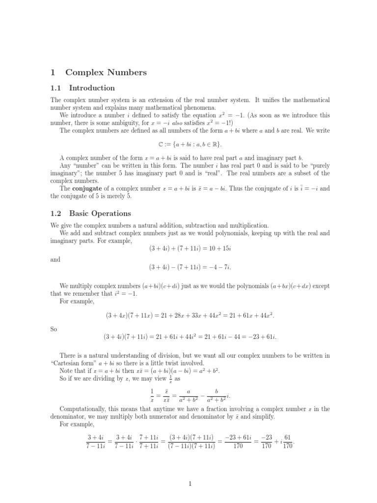 Notes On Complex Numbers | PDF | Sine | Trigonometric Functions