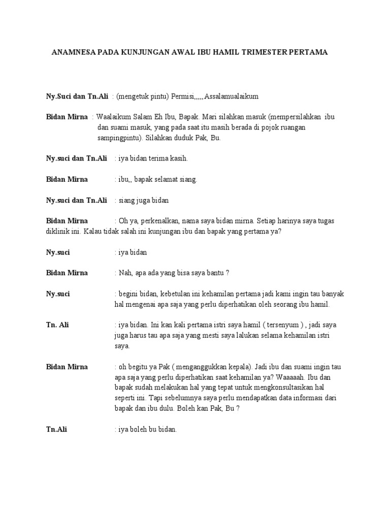 Anamnesa Pada Kunjungan Awal Ibu Hamil Trimester Pertama | PDF