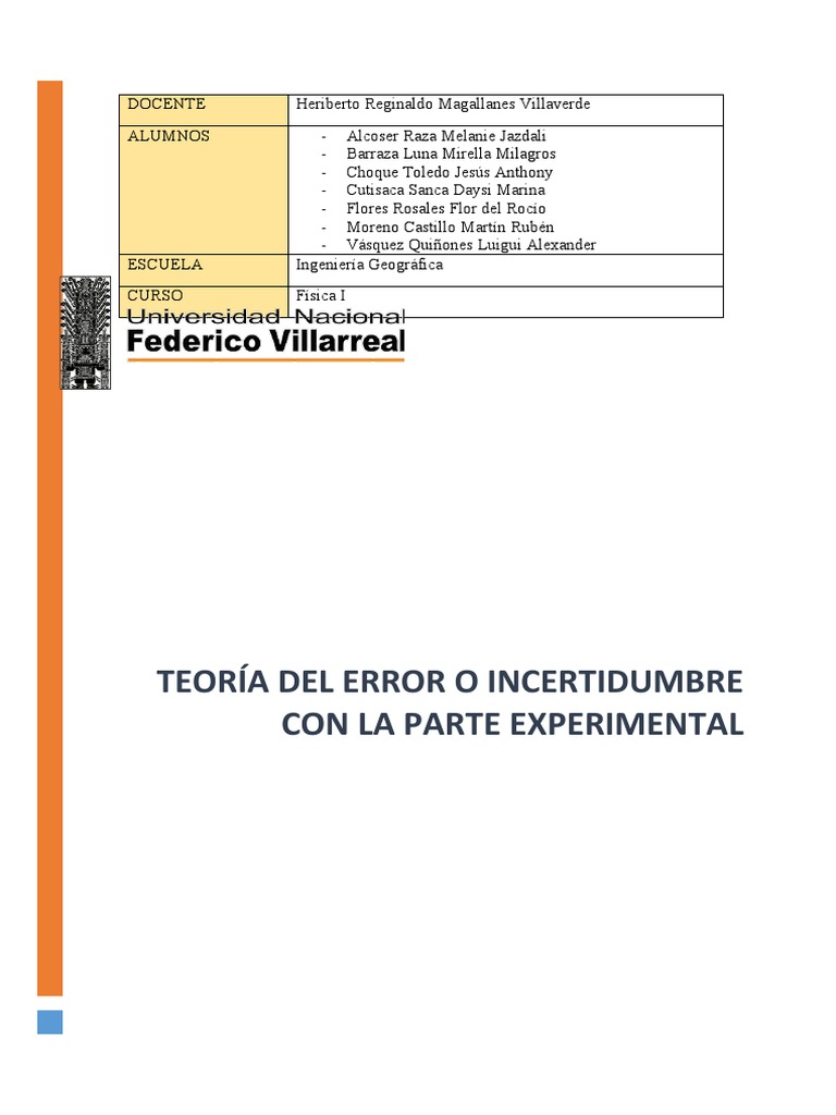 Teoria Del Error o Incertidumbre Con La Parte Experimental | PDF | Incertidumbre | Medición