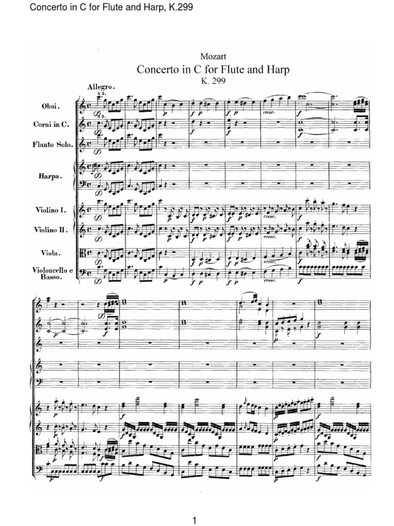 Flute and Harp Concerto in C Major, K.299 - 297c - Complete Score | PDF | Concerto ...