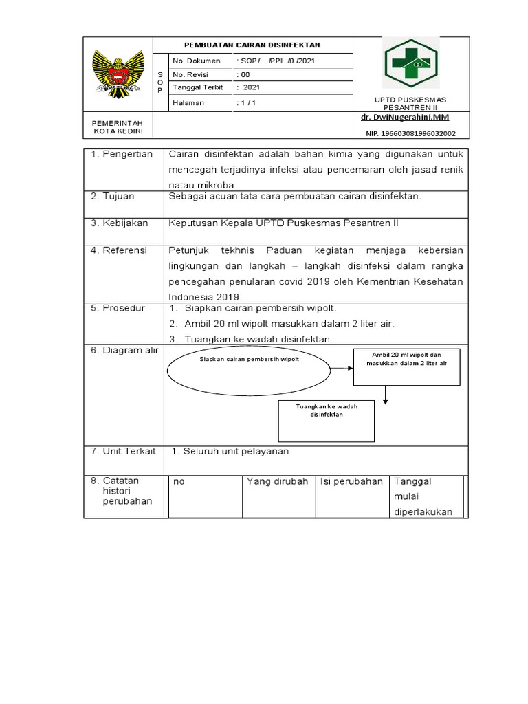 Sop Pembuatan Cairan Disinfektan | PDF