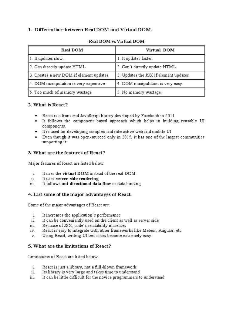 Differentiate Between Real DOM and Virtual DOM | PDF | Web Development ...