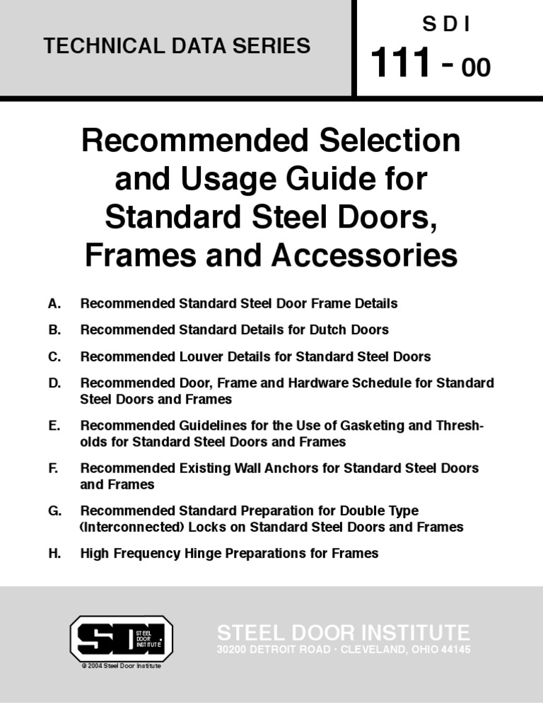 Recommended Selection and Usage Guide For Standard Steel Doors, Frames ...