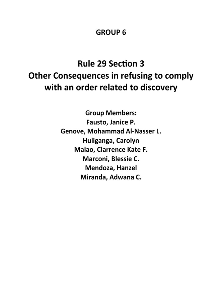 Rule 29 Sec 3 Genove Edit | PDF | Discovery (Law) | Contempt Of Court