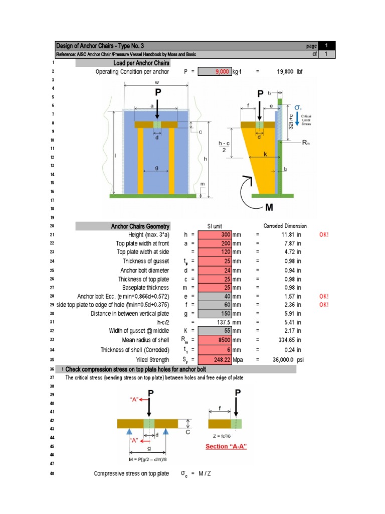 Reference: AISC Anchor Chair /pressure Vessel Handbook by Moss and ...
