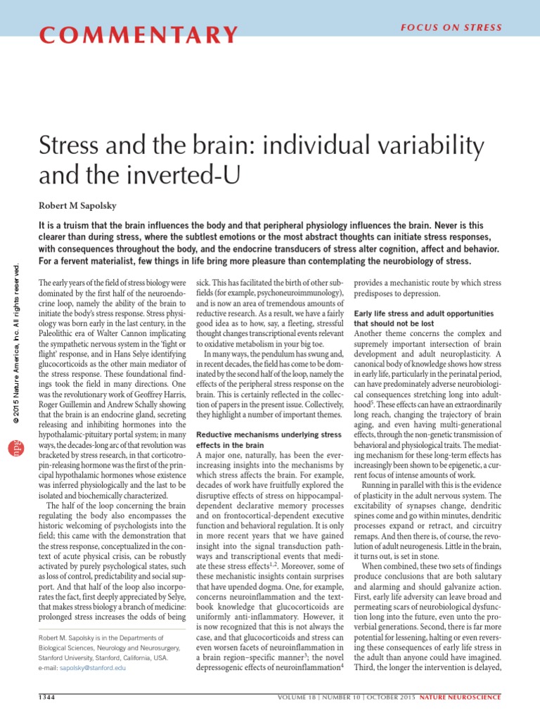 Sapolsky, R. M. (2015) - Stress and The Brain - Individual Variability ...