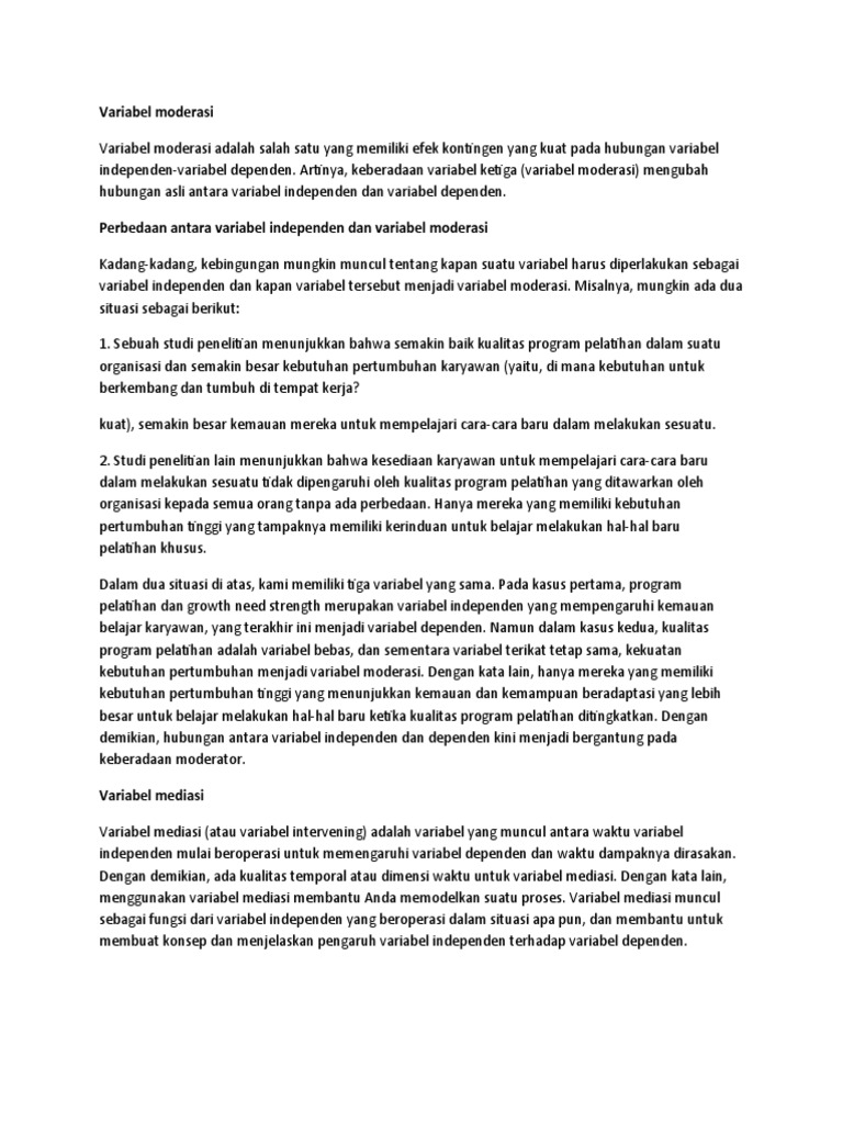 Memahami Variabel Moderasi dalam Penelitian | PDF