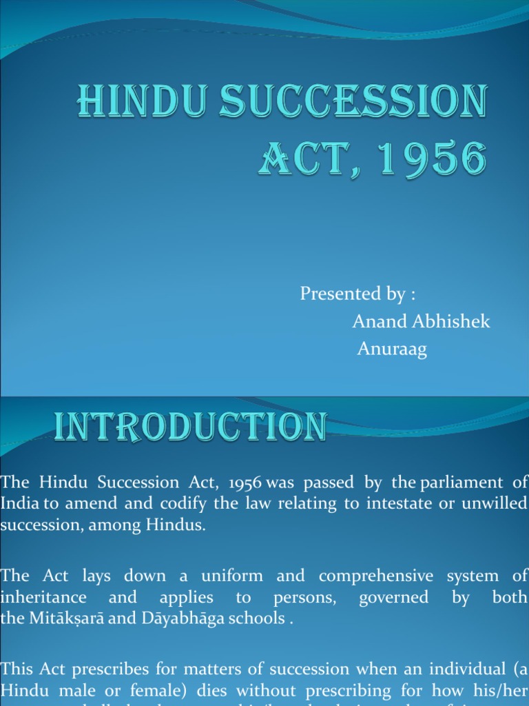 Overview of Hindu Succession Act 1956 | PDF | Social Institutions ...