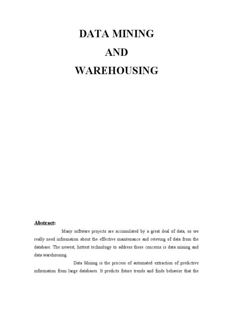 Data Mining AND Warehousing: Abstract | PDF | Data Mining | Data Warehouse