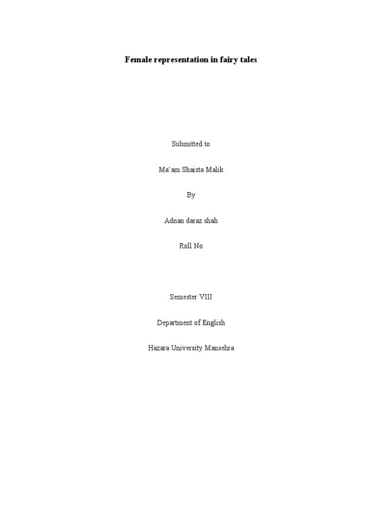 Female Roles in Fairy Tales | PDF | Feminism | Gender Studies