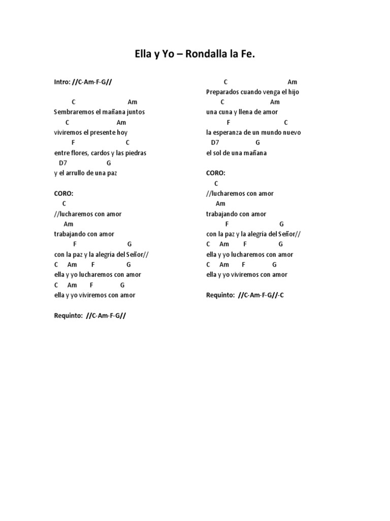 Ella Y Yo Rondalla La Fe Letra Y Acordes Pdf