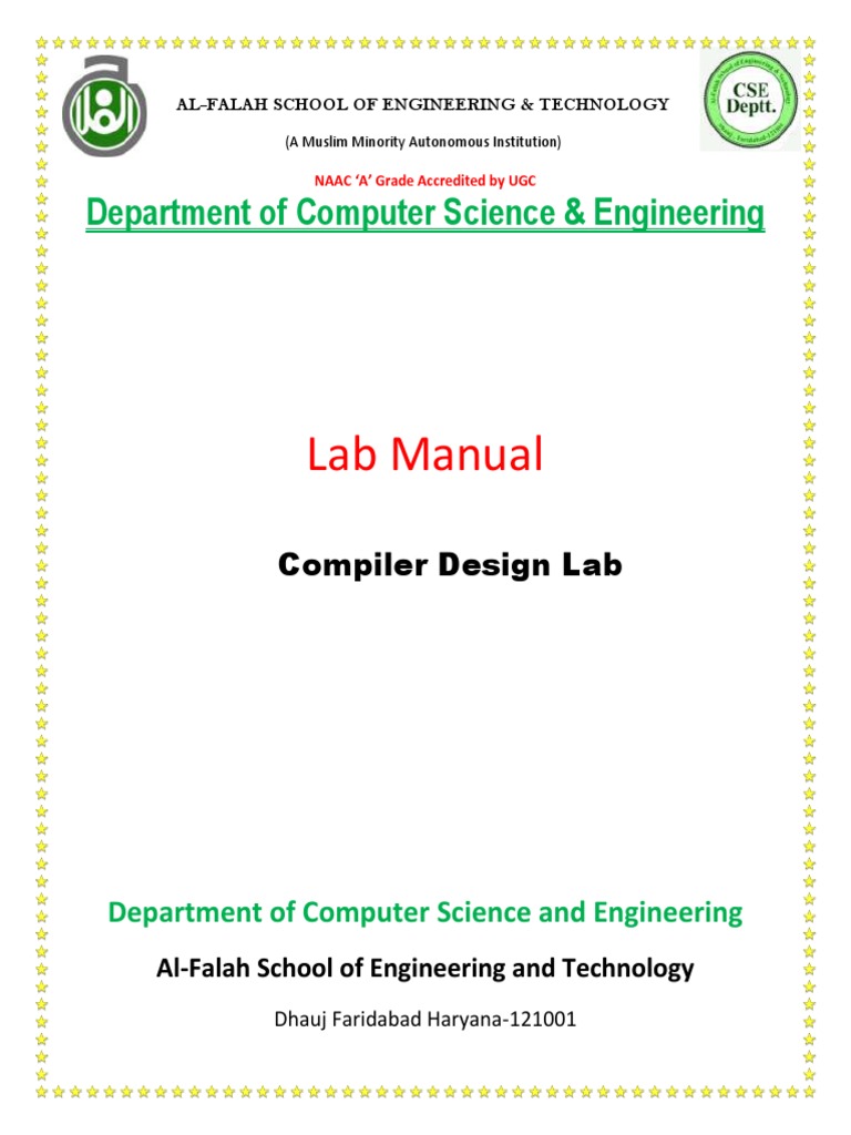 Lab Manual: Department of Computer Science & Engineering | PDF | Parsing | Compiler