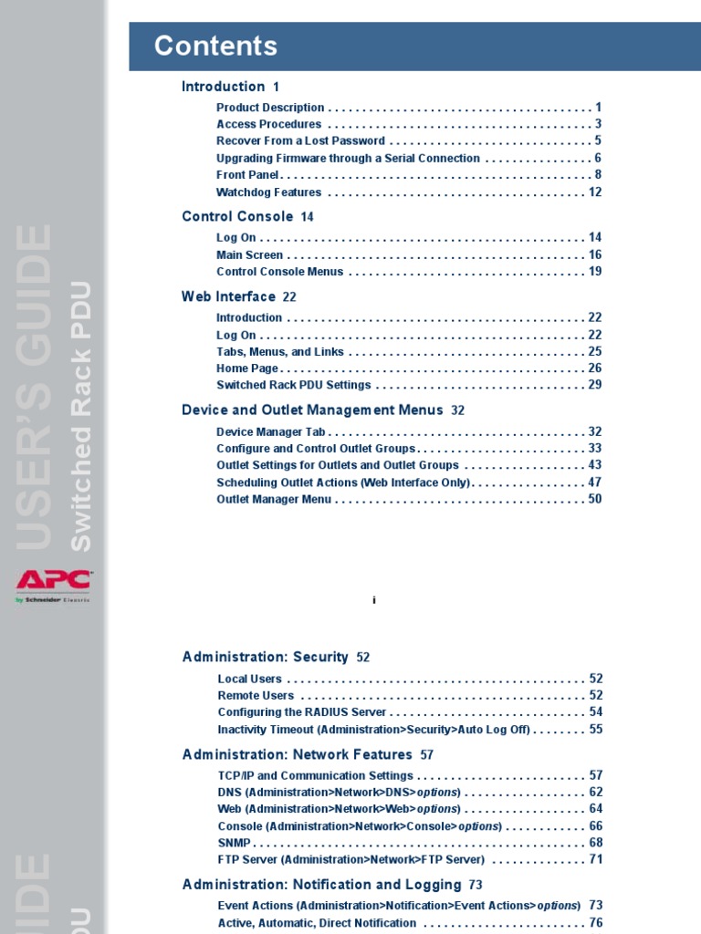 APC Switched PDU - User Manual | PDF | Command Line Interface | Menu (Computing)