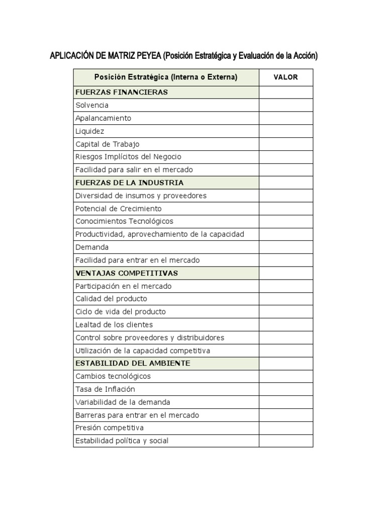 Practica Matriz PEYEA | PDF