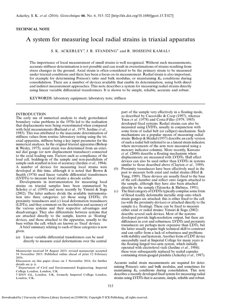 A System For Measuring Local Radial Strains in Triaxial Apparatus | PDF ...