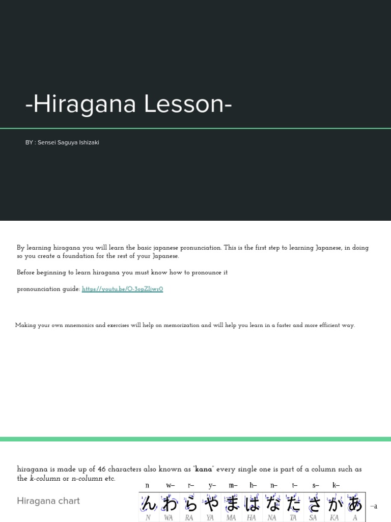 Hiragana Lesson | Download Free PDF | Writing | Languages