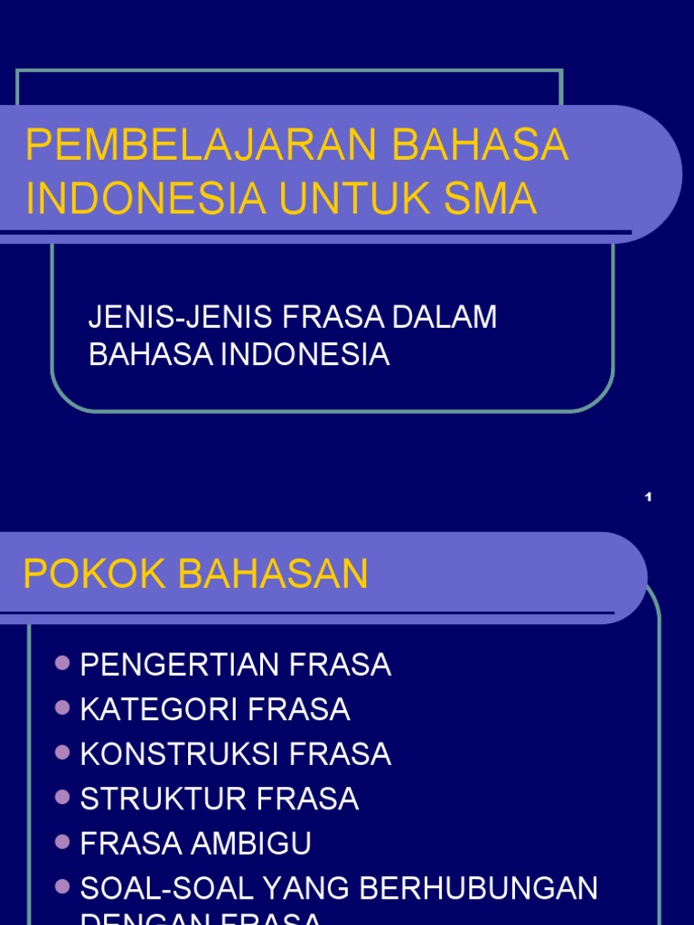 Jenis Jenis Frasa DLM Bhs Indonesia - SMA | PDF
