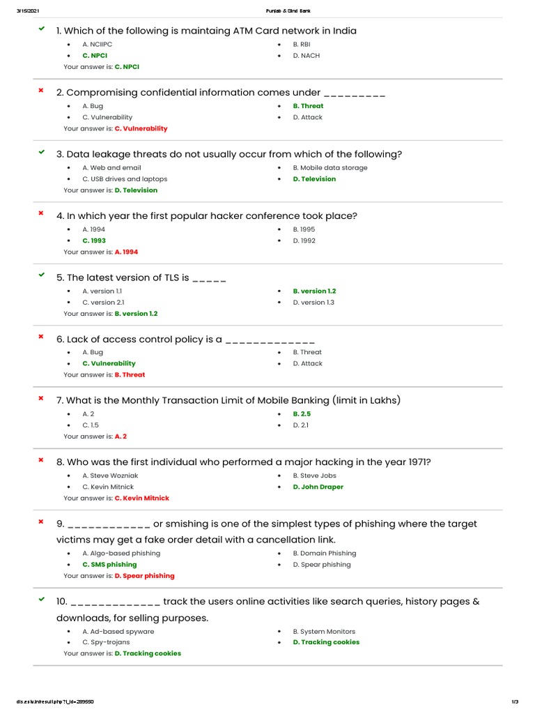 Cyber Security Awareness - Exam | PDF | Phishing | Spyware