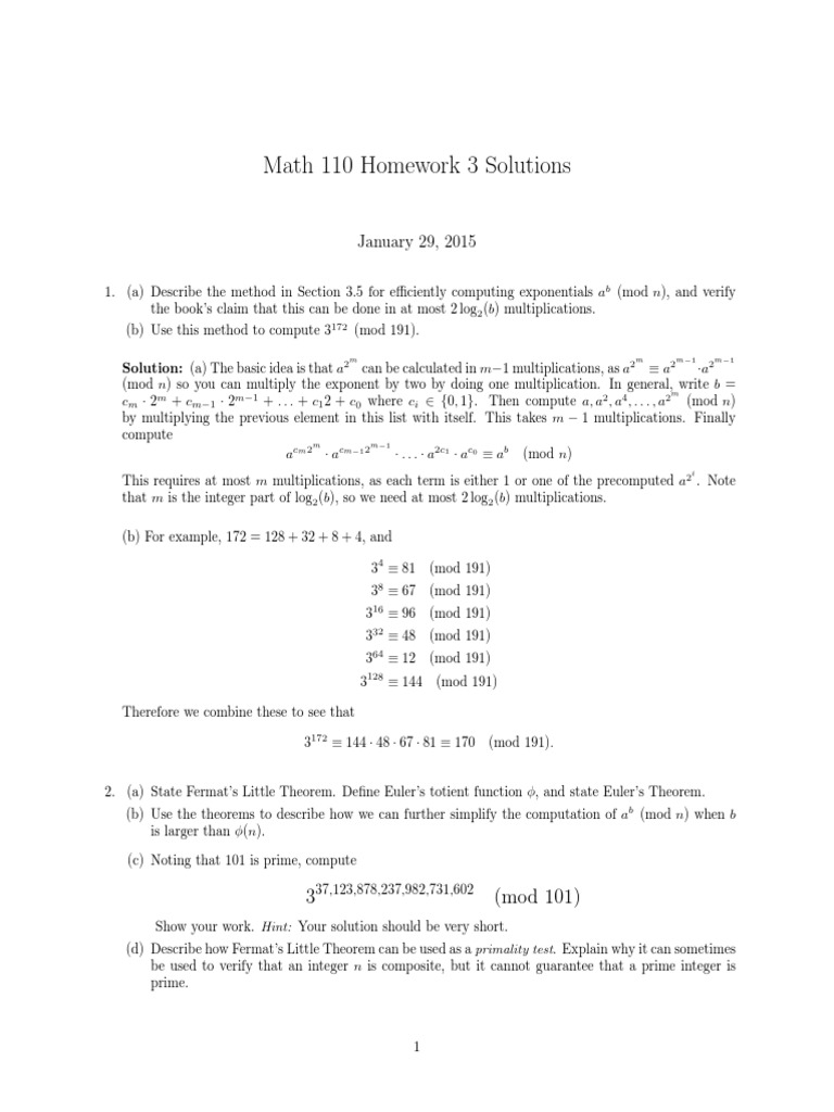 Math 110 Homework 3 Solutions: January 29, 2015 | PDF | Group ...