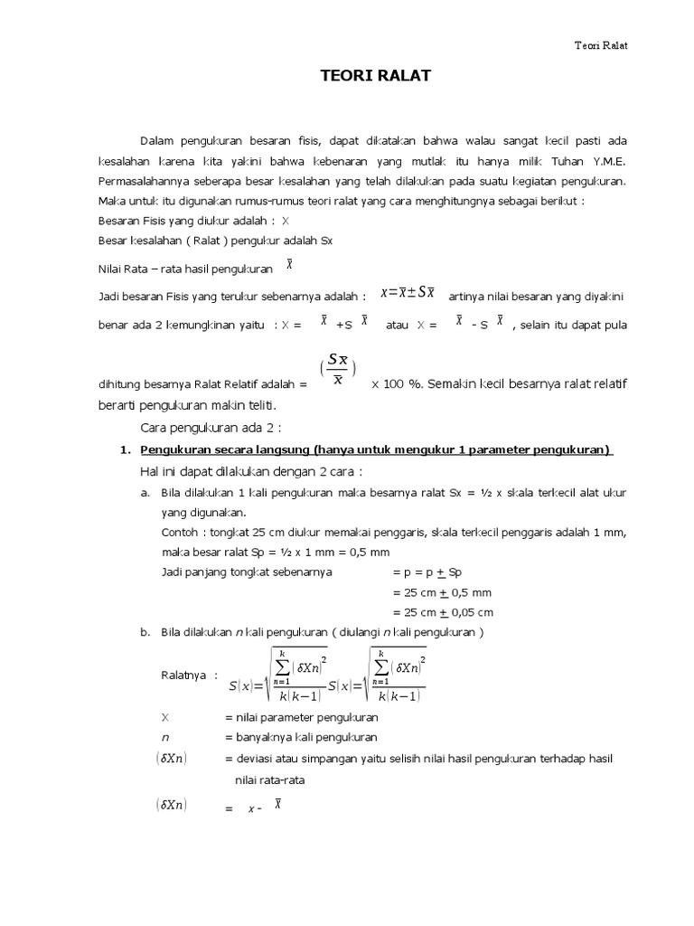 Teori Ralat | PDF