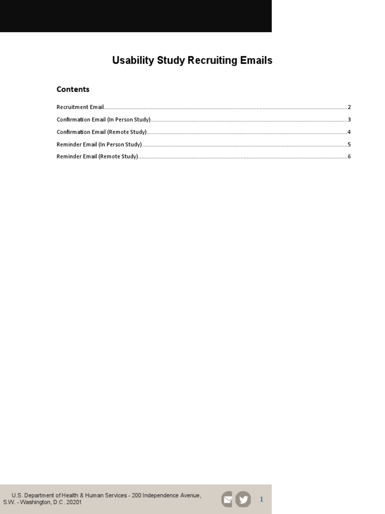 Usability Study Email Templates | PDF | United States Department Of ...